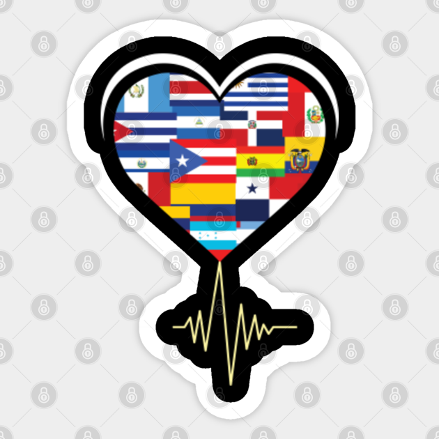 Love Heart Spanish Flags Hispanic Heritage Month Hispanic Sticker